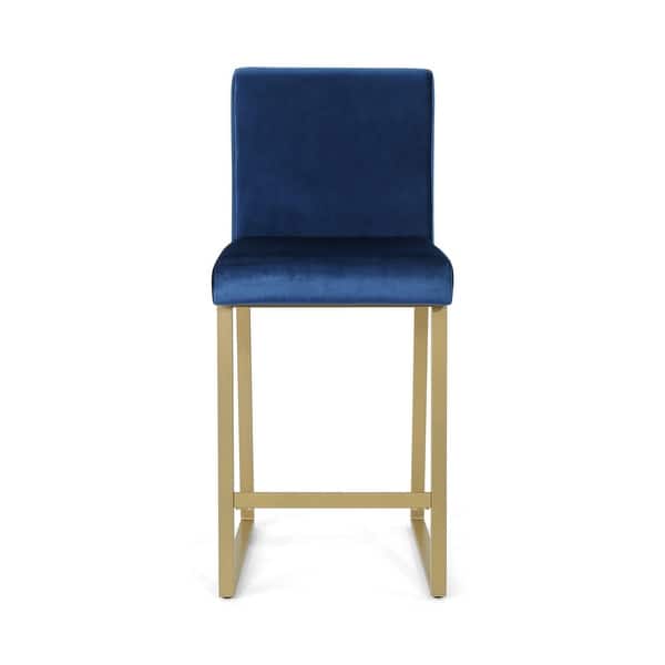 Set of 2 Navy Blue and Gold Contemporary Bar Stools 40" - Bed Bath ...