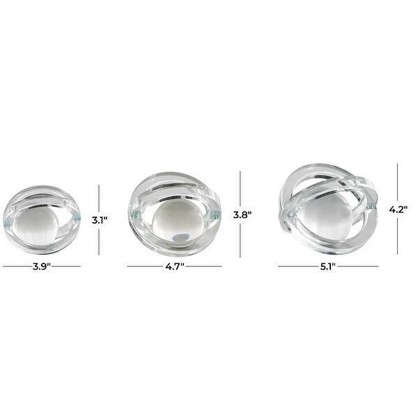 Clear Glass Orb Geometric Decorative Sculpture with Overlapping Rings ...