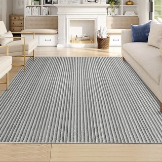 Contemporary Striped Neutral Rugs Soft Indoor Low Pile Carpet for Home ...