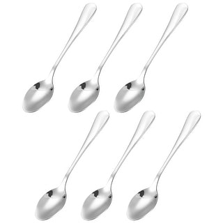 6Pcs 5" Stainless Steel Soup Spoon Tea Spoons Dinner Spoons Silver ...