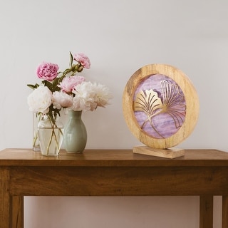 River of Goods Round Decorative Stained Glass Mango Wood Stand - 13" x ...