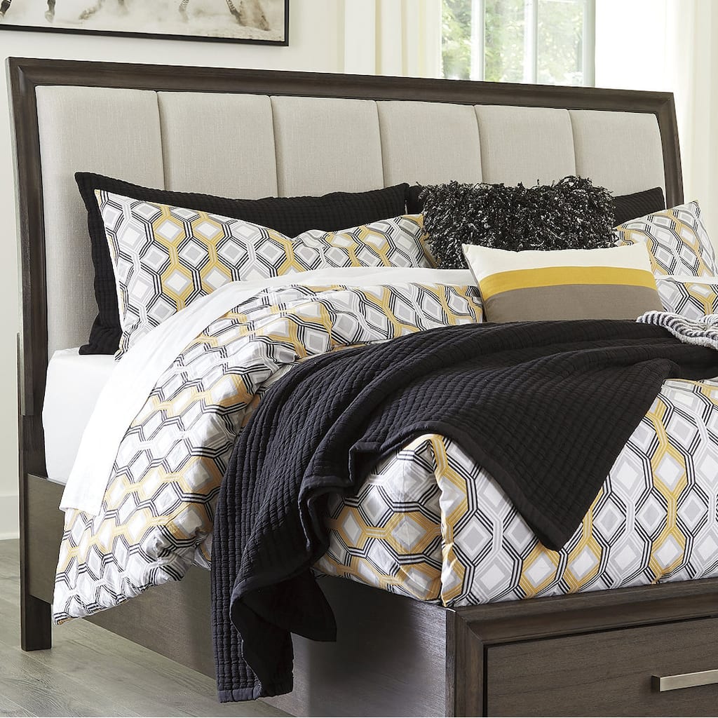 Brueban Brown Upholstered Panel Headboard - Overstock - 33500419