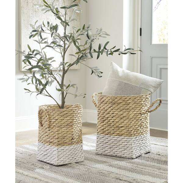 Signature Design by Ashley Winwich White/Brown Basket Set (Set of 2 ...