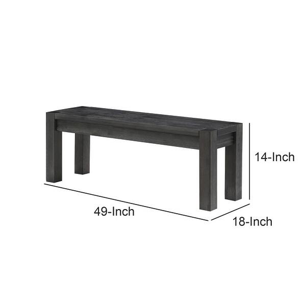 Rustic Style Wooden Bench with Block Legs, Dark Gray - Bed Bath ...