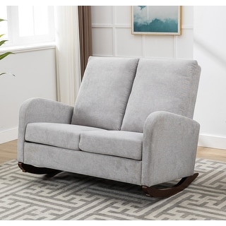 Modern Double Rocking Chair,Upholstered Oversized Glider Rocker,Grey ...