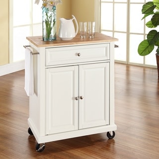 Porch & Den Keap White Wood Portable Kitchen Cart and Island - On Sale ...