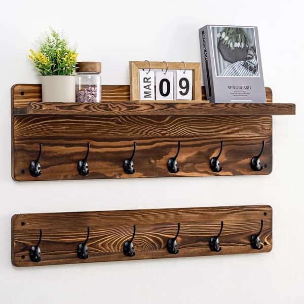shelf with key hooks