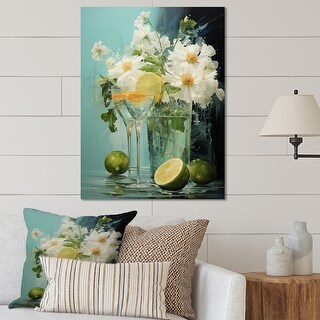 Designart "Cocktails Gin Fizz Fantasy" Cocktails Metal Wall Art - White ...