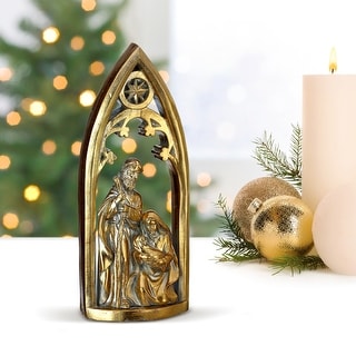 12" Resin Nativity Scene In Arched Cresh - Bed Bath & Beyond - 36651646