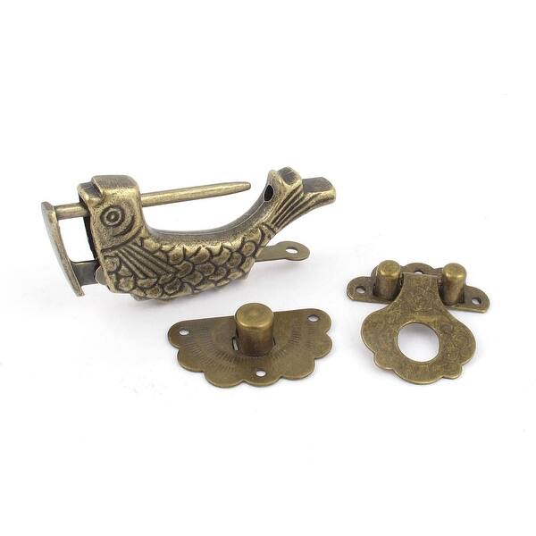 Metal Fish Shaped Chinese Padlock Lock Key Toggle Latch Clasp Set ...