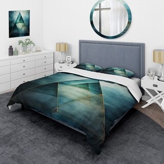 Designart "Emerald blue pyramid shapes I" Abstract Modern Shapes ...