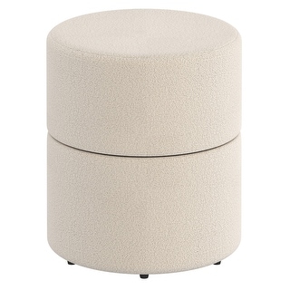 Modern Boucle Fabric Round Ottoman - Bed Bath & Beyond - 41301794