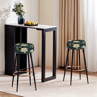 Designart - White Zen Floral Lotus Tranquility - Upholstered Floral Bar ...