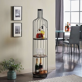 Elegant Wine Bottle Shaped Wine Rack with Wood Shelves - Bed Bath ...