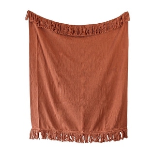 Foreside Home & Garden Rust Yarn Fringe Throw Blanket - Bed Bath ...