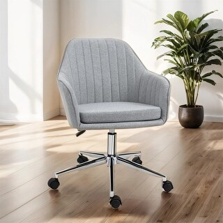 Mid-Back Fabric Home Swivel Office Chair with Lined Pattern Back - Bed ...
