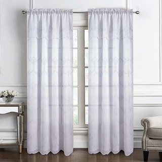 Rochelle Embroidered Rod Pocket Panel With Attached Valance, 54x90 ...