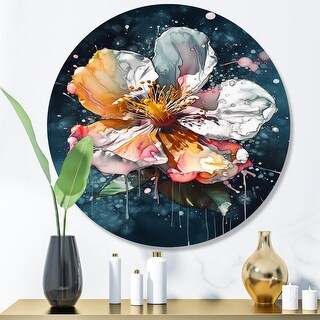 Designart "Colorful Lily Splash III" Floral Lily Metal Round Wall Art ...
