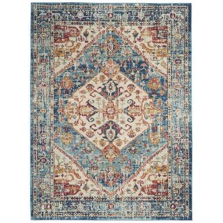 5' x 7' Ivory and Light Blue Distressed Area Rug - 3'6" - Bed Bath ...
