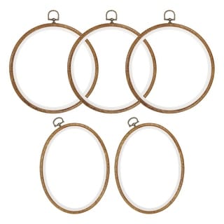 5Pcs Embroidery Hoops Set 8 9" Oval Round Imitated Wood Cross Stitch ...