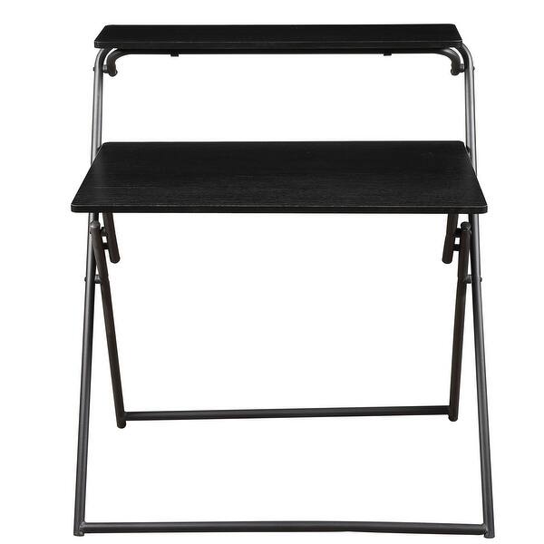 TiramisuBest 2-Tier Small Home Office Folding Computer Desk with Shelf ...