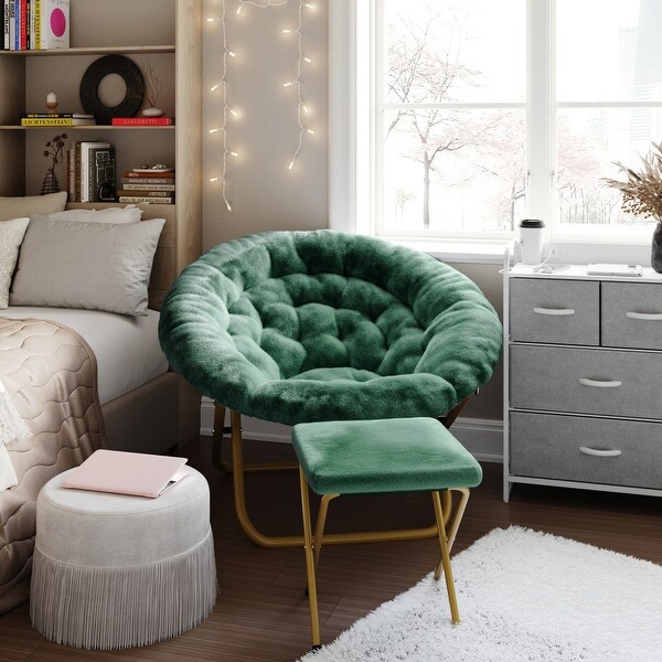 Upholstered XL Folding Saucer Chair with Ottoman 31 D x 35.75 W x 33.5 H Bed Bath Beyond 40771284