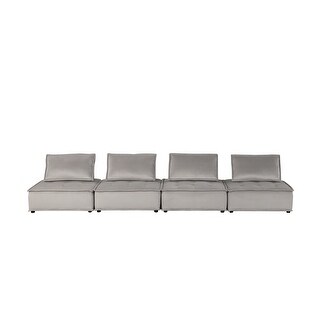 4-Seater Velvet Upholstered Modular Sofa, Living Room Tufted Accent ...
