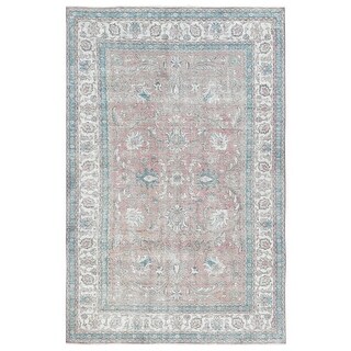 Shahbanu Rugs Light Red Vintage Persian Tabriz Sheared Low Distressed ...