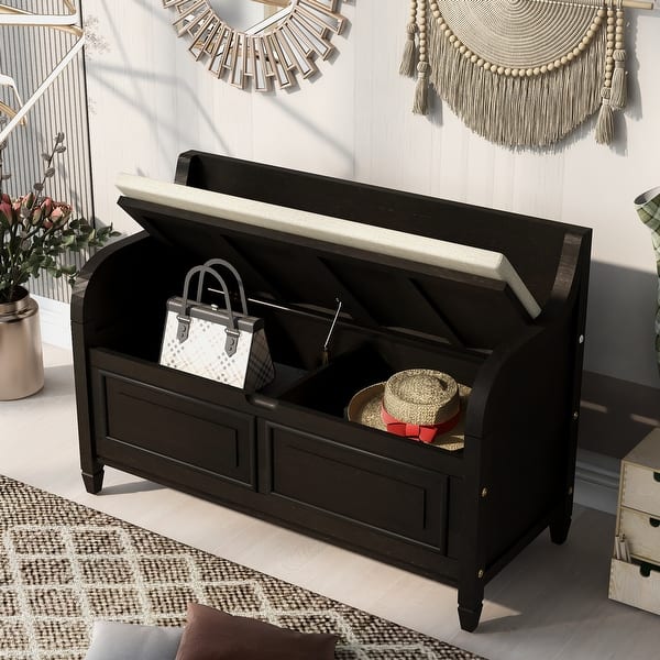 Rustic Entryway Bench Wood Storage Bench with Hidden Compartments ...