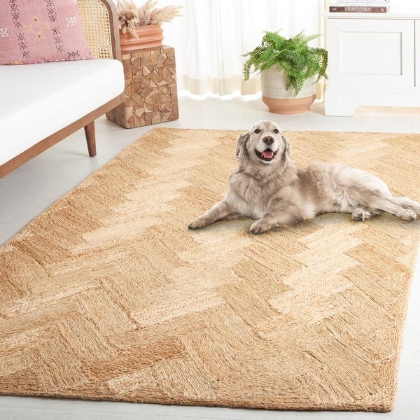 SAFAVIEH Handmade Natural Fiber Triinu Farmhouse Chevron Jute Rug - Bed ...