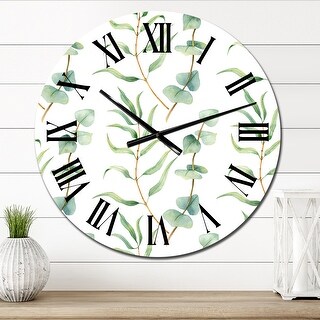 Designart 'Eucalyptus Leaves On White I' Traditional wall clock - Bed ...