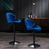 Set of 2 Contemporary Round High Bar Stools - 30" Height, Perfect for ...