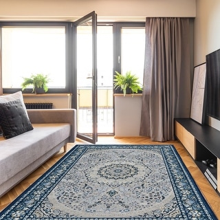 Halogen Collection Cream/Blue Area Rug - 6'7" x 9'6" - Bed Bath ...