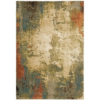 Hollywood Beige Blue Abstract Contemporary Casual Area Rug - Bed Bath ...