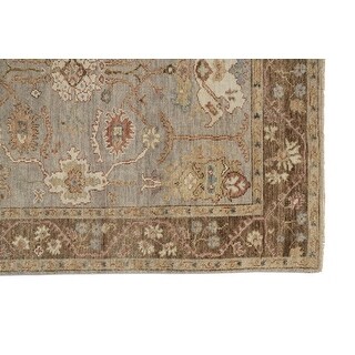 4' X 6' Gray Brown And Gold Wool Floral Hand Knotted Stain Resistant ...