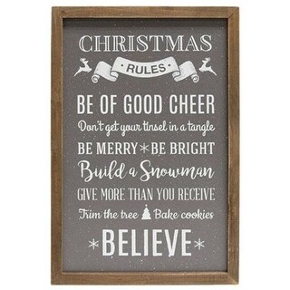 Christmas Rules Sign - 14" high by 9.5" wide by 1" deep - Bed Bath ...