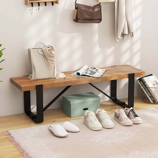 Corridor Bench Entrance bench w/ Metal Frame Farm Wooden Shoe Rack ...