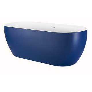 65" 100% Acrylic Freestanding Bathtub，Contemporary Soaking Tub，blue ...