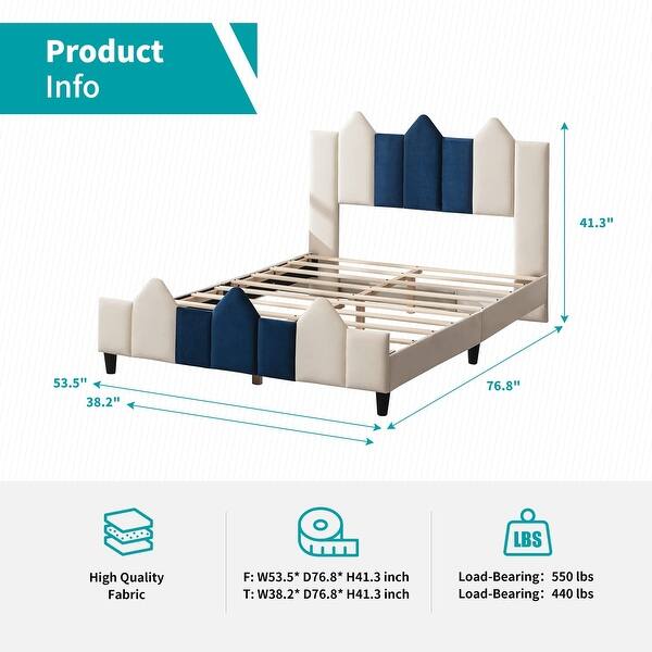 Bed Frames for Kids, Wood Upholstered Bed Platform with Headboard ...