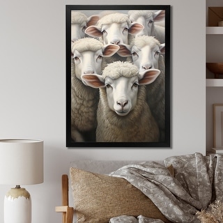 Designart "Realistic Sheeps Portrait" Sheep Framed Wall Decor - Bed ...