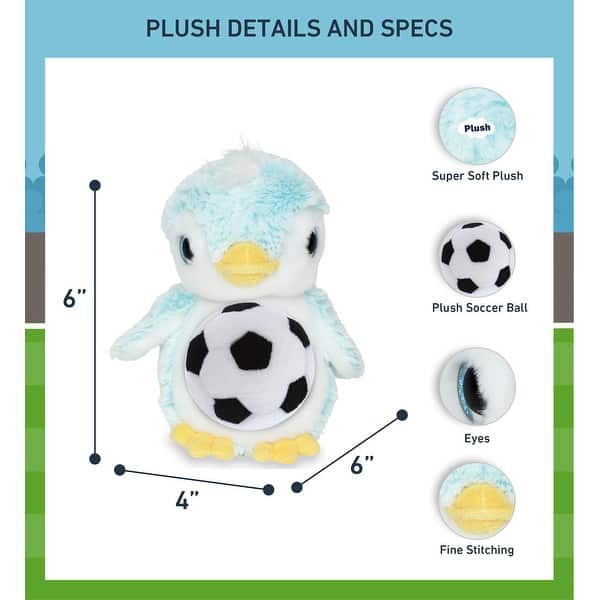 DolliBu Huggable Blue Penguin Stuffed Animal with Soccer Ball Plush - 6 ...