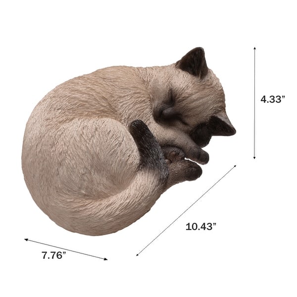 Sleeping Siamese Cat Outdoor Garden Statue - 7.75