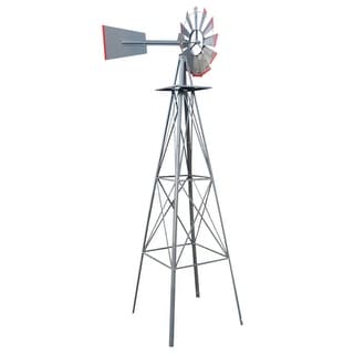 8FT Weather Resistant Yard Garden Windmill - Gray & Red - Bed Bath ...