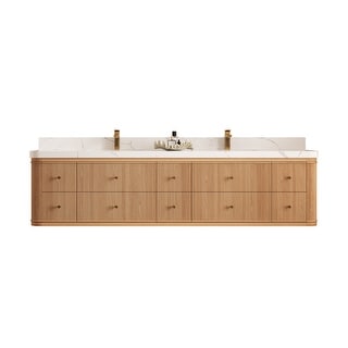 Hampton Floating White Oak 84 in. W x 22 in. D Double Sink Bathroom ...