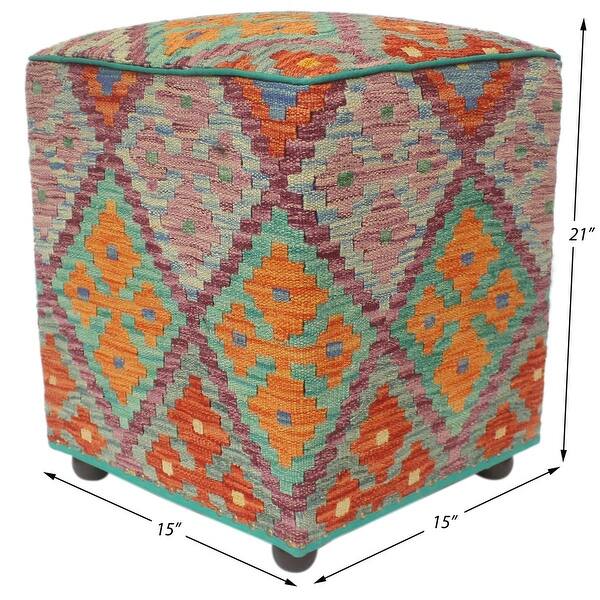 Urban Trevon Handmade Kilim Upholstered Ottoman - Bed Bath & Beyond ...