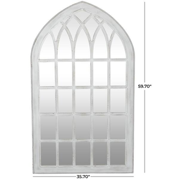 White Wooden Distressed Window Pane Wall Mirror - 36"W, 60"H - Bed Bath ...
