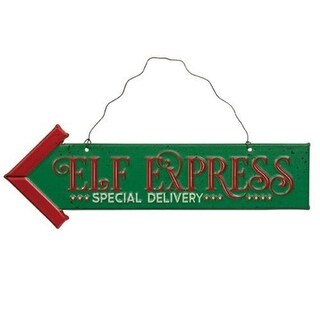 Elf Express Metal Hanging Sign - 3.75" high by 11" wide and .25" deep ...