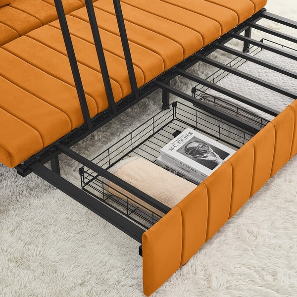 Modern 3 Seats 3 in 1 Pull-Out Bed Sleeper with Rolled Arms Decorated ...