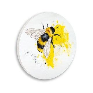 Stupell Honey Bumble Bee Insect Yellow Paint Splatter Wood Wall Art ...