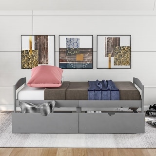 Multifunction Twin Size Platform Bed with 2 Drawers, Wood Twin Daybed ...